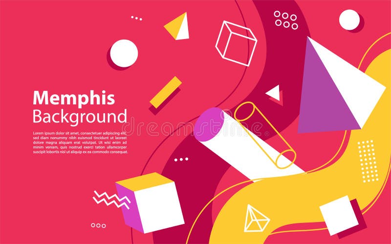 Memphis Geometry Background with Random Abstract Shape. Colorful Shapes ...
