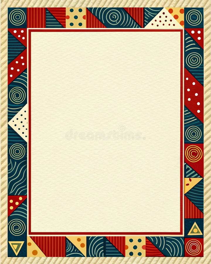 Memphis Pattern Border with Paper Texture and Autumn Night Palette ...