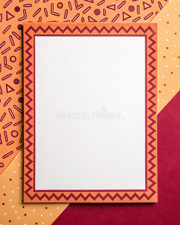 Memphis Pattern Border with Paper Texture and Crimson Sunset Palette ...