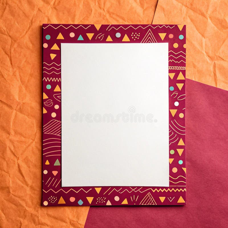 Memphis Pattern Border with Paper Texture and Crimson Sunset Palette ...