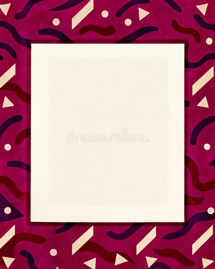 Memphis Pattern Border with Paper Texture and Deep Crimson Palette ...