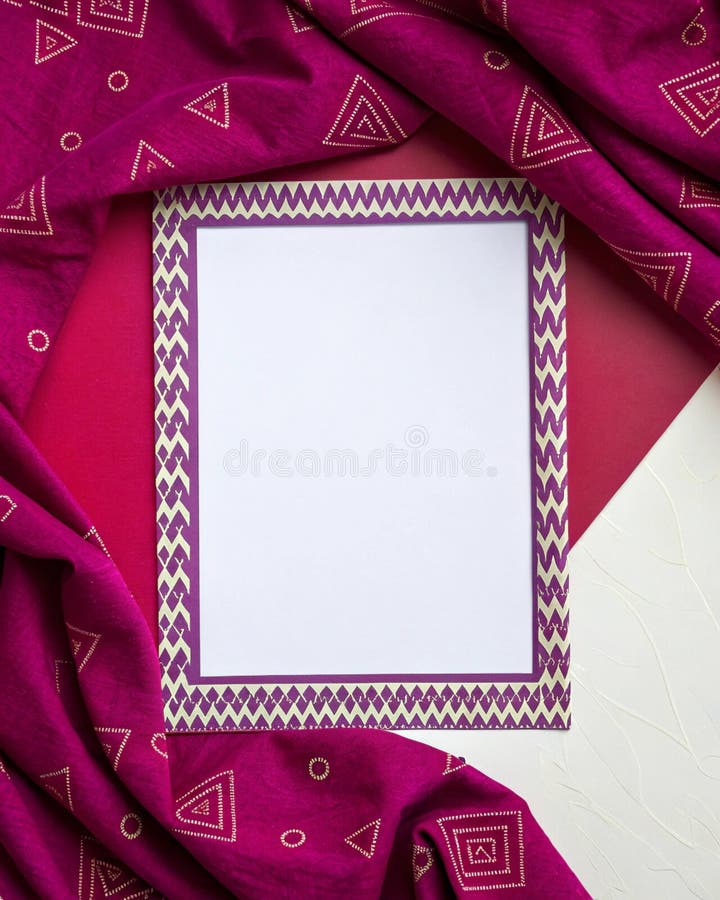 Memphis Pattern Border with Paper Texture and Deep Crimson Palette Stock Image - Image of ...
