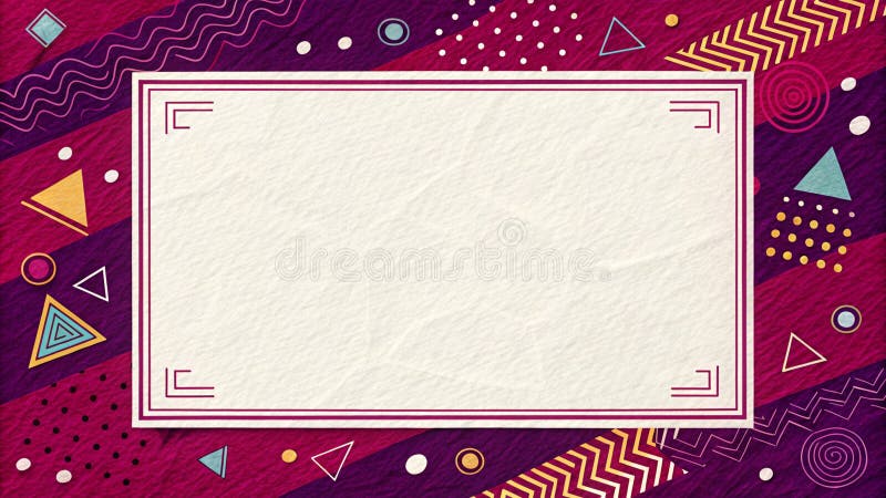 Memphis Pattern Border with Paper Texture and Deep Crimson Palette ...