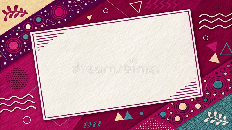 Memphis Pattern Border with Paper Texture and Deep Crimson Palette ...