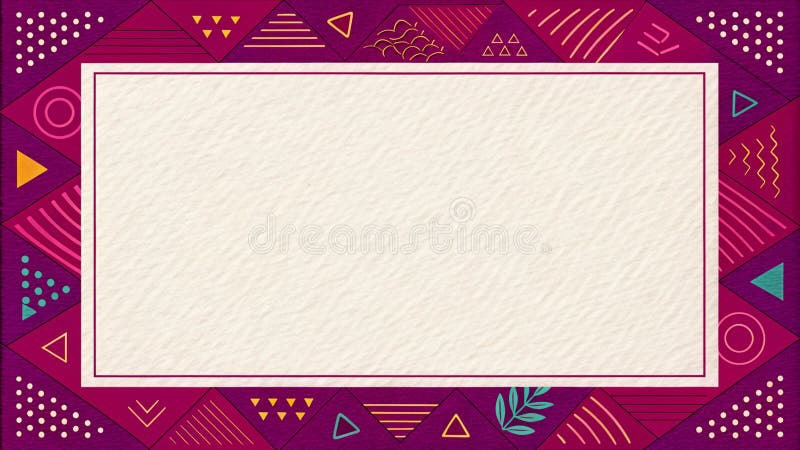Memphis Pattern Border with Paper Texture and Deep Crimson Palette ...