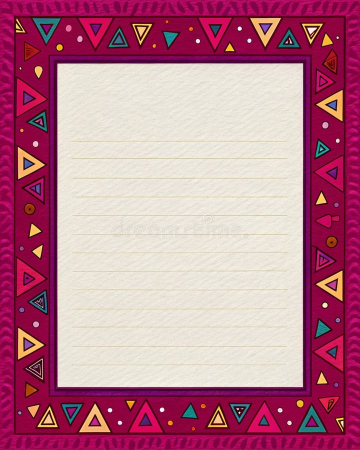 Memphis Pattern Border with Paper Texture and Deep Crimson Palette ...