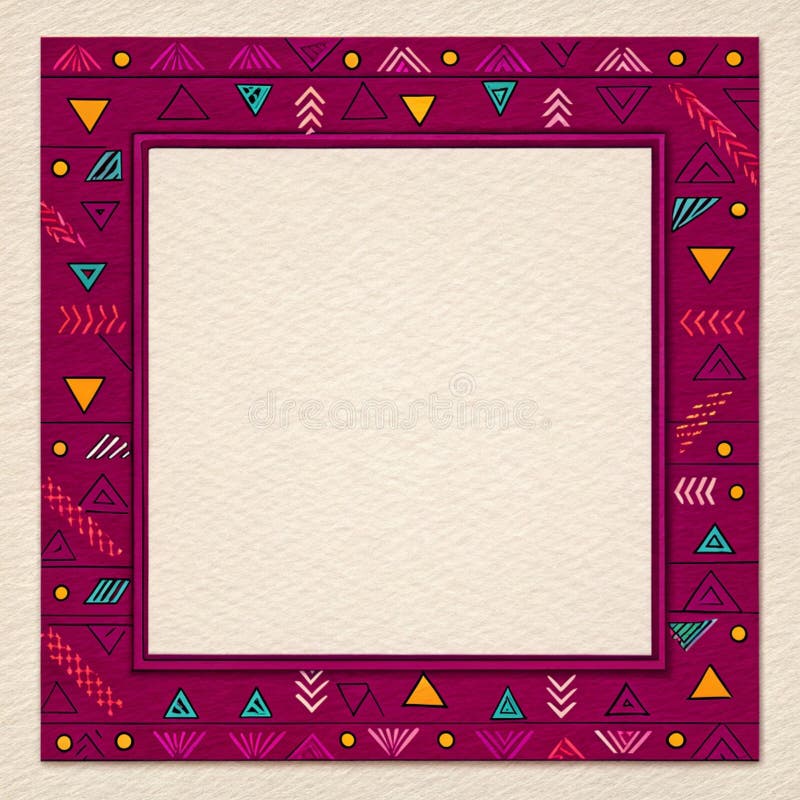 Memphis Pattern Border with Paper Texture and Deep Crimson Palette ...