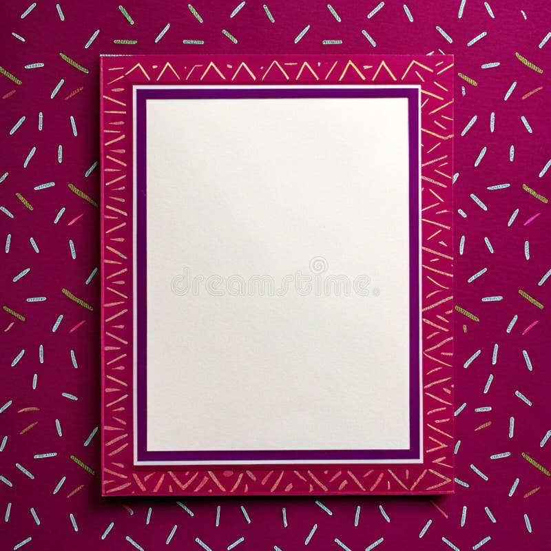 Memphis Pattern Border with Paper Texture and Deep Crimson Palette ...