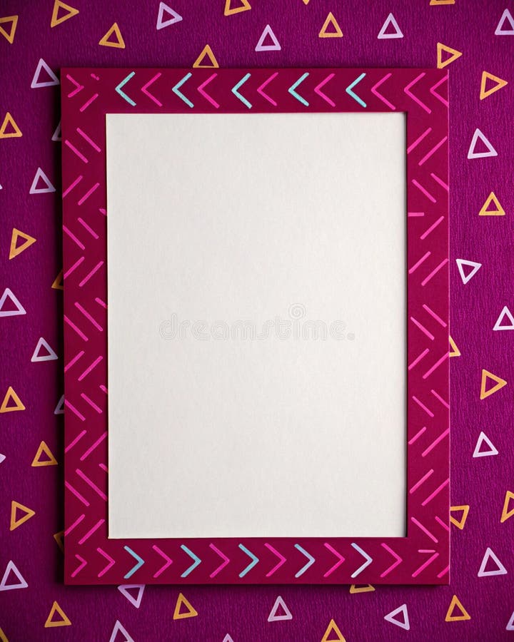 Memphis Pattern Border with Paper Texture and Deep Crimson Palette ...