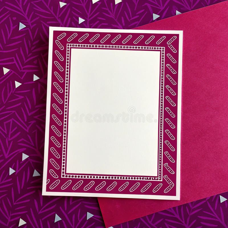 Memphis Pattern Border with Paper Texture and Deep Crimson Palette ...