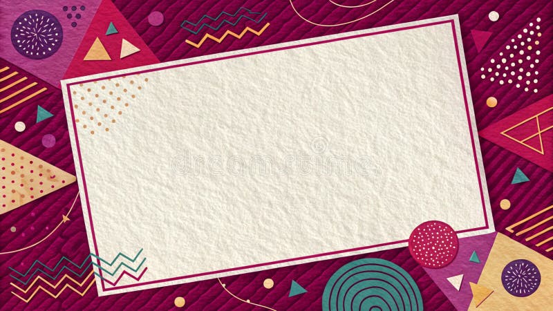 Memphis Pattern Border with Paper Texture and Deep Crimson Palette ...