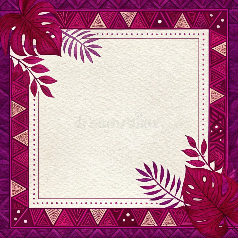 Memphis Pattern Border with Paper Texture and Deep Crimson Palette ...