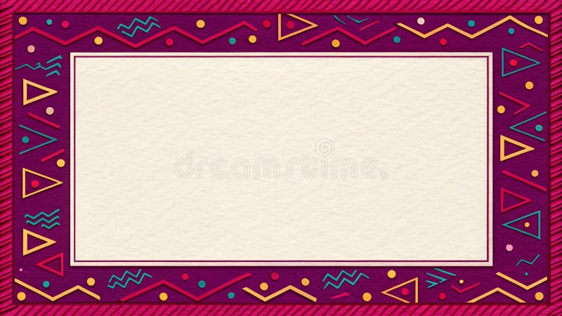 Memphis Pattern Border with Paper Texture and Deep Crimson Palette ...