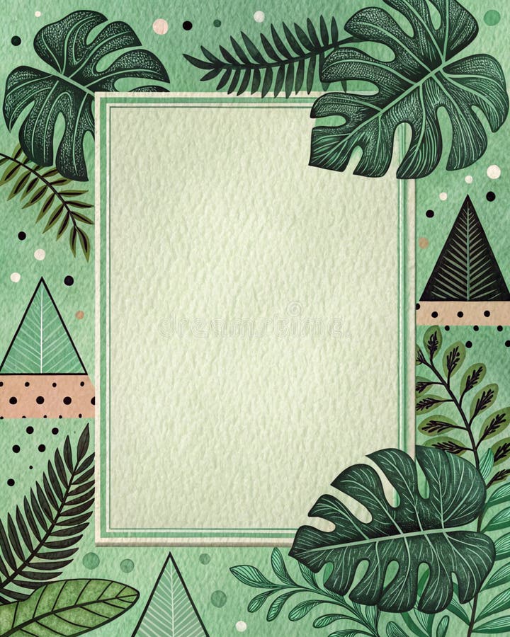 Memphis Pattern Border with Paper Texture and Forest Whisper Palette ...