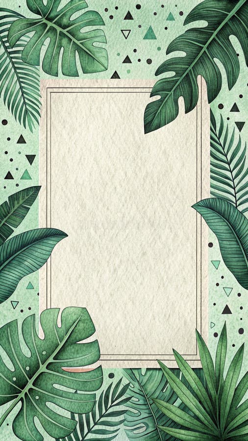 Memphis Pattern Border with Paper Texture and Forest Whisper Palette ...