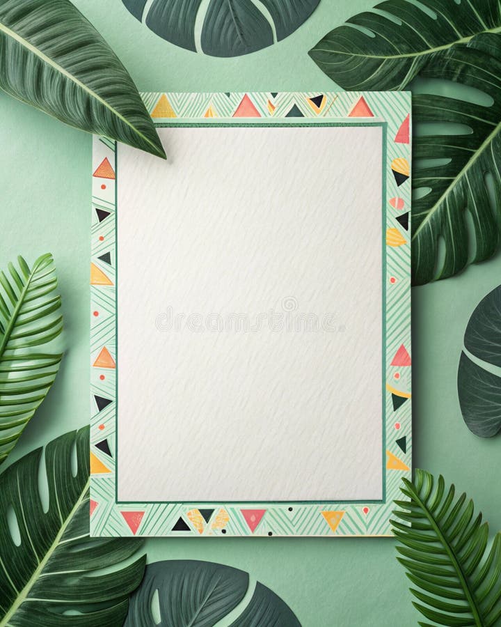 Memphis Pattern Border with Paper Texture and Forest Whisper Palette ...