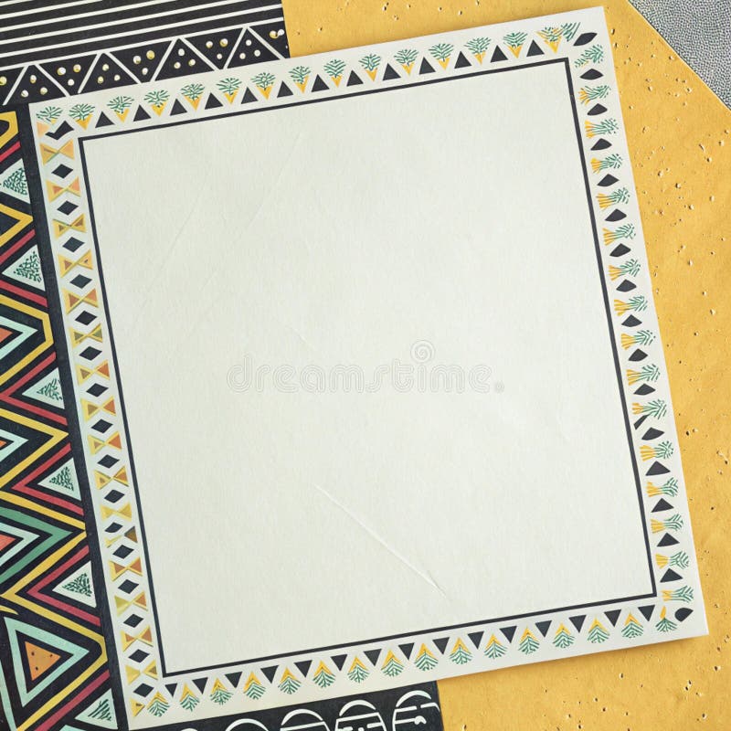 Memphis Pattern Border with Paper Texture and Modern Chic Palette Stock ...