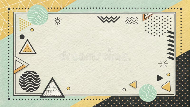 Memphis Pattern Border with Paper Texture and Modern Chic Palette Stock ...
