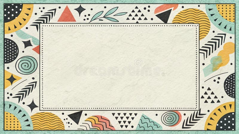 Memphis Pattern Border with Paper Texture and Modern Chic Palette Stock ...