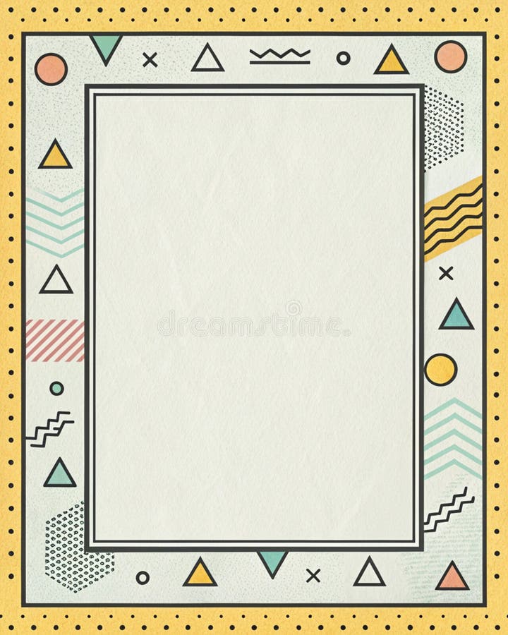 Memphis Pattern Border with Paper Texture and Modern Chic Palette Stock ...