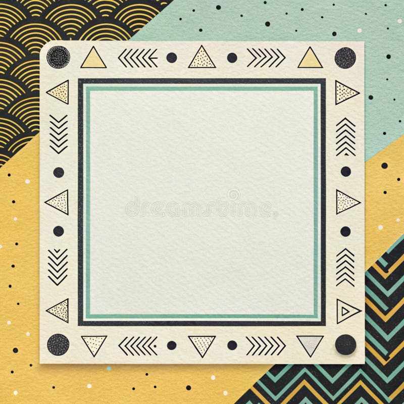 Memphis Pattern Border with Paper Texture and Modern Chic Palette Stock ...