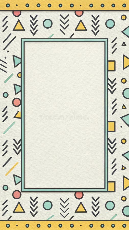 Memphis Pattern Border with Paper Texture and Modern Chic Palette Stock ...