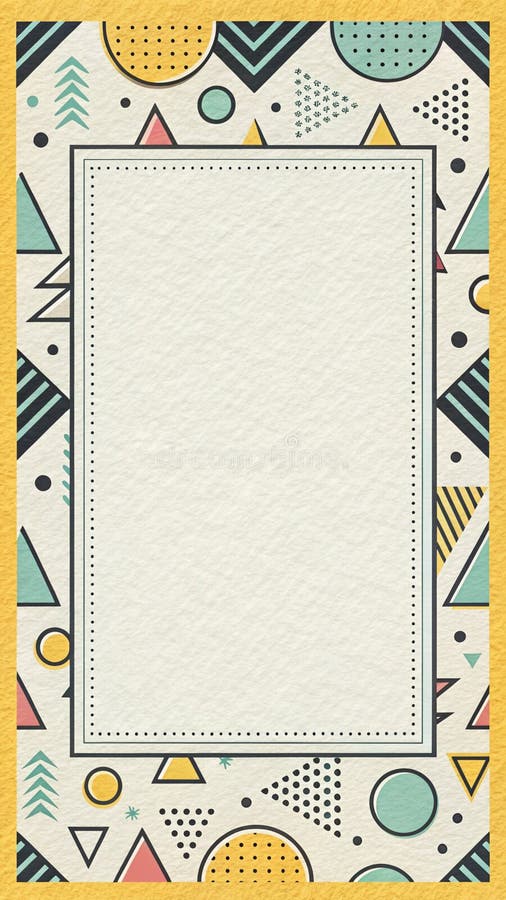 Memphis Pattern Border with Paper Texture and Modern Chic Palette Stock ...