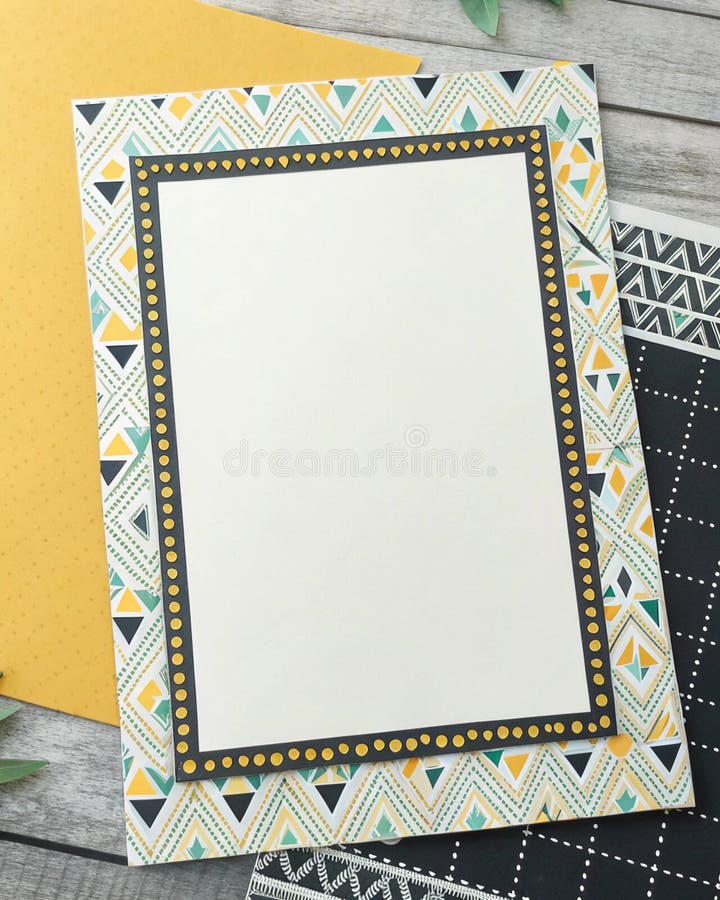 Memphis Pattern Border with Paper Texture and Modern Chic Palette Stock ...
