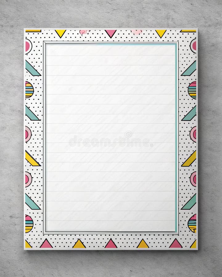 Memphis Pattern Border with Paper Texture and Monochrome Steel Palette ...