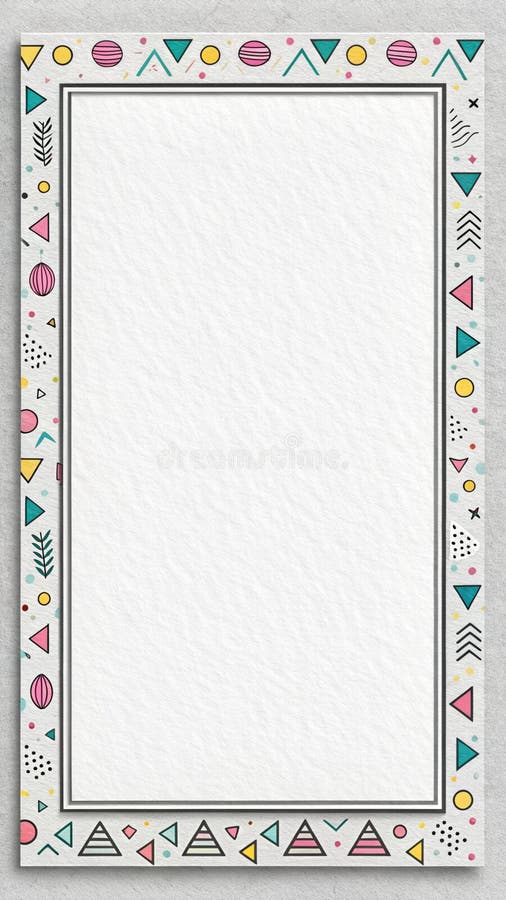 Memphis Pattern Border with Paper Texture and Monochrome Steel Palette ...