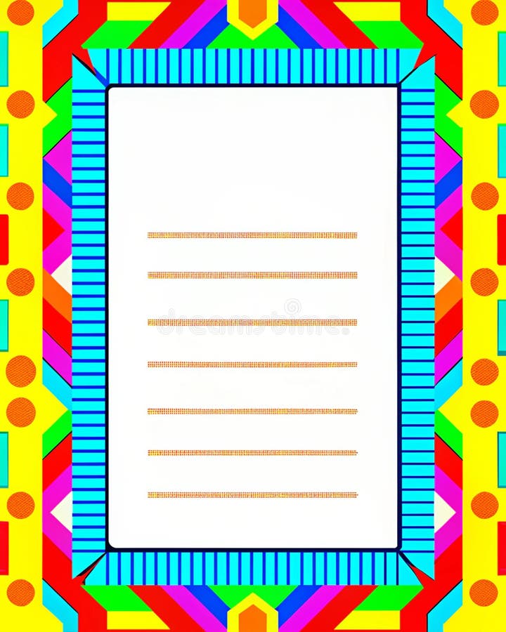 Memphis Pattern Border with Paper Texture and Neon Spectrum Palette ...