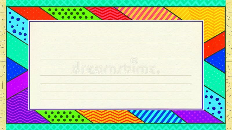 Memphis Pattern Border with Paper Texture and Neon Spectrum Palette ...