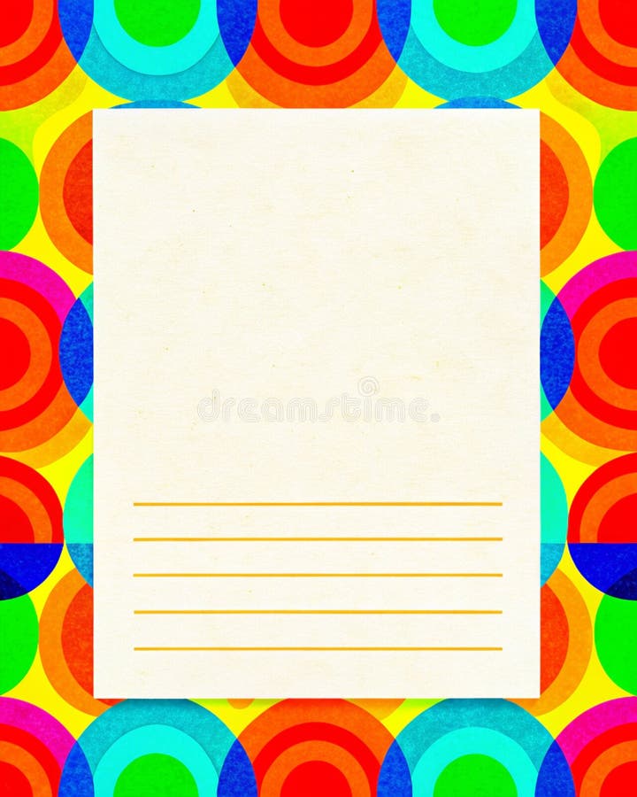 Memphis Pattern Border with Paper Texture and Neon Spectrum Palette ...