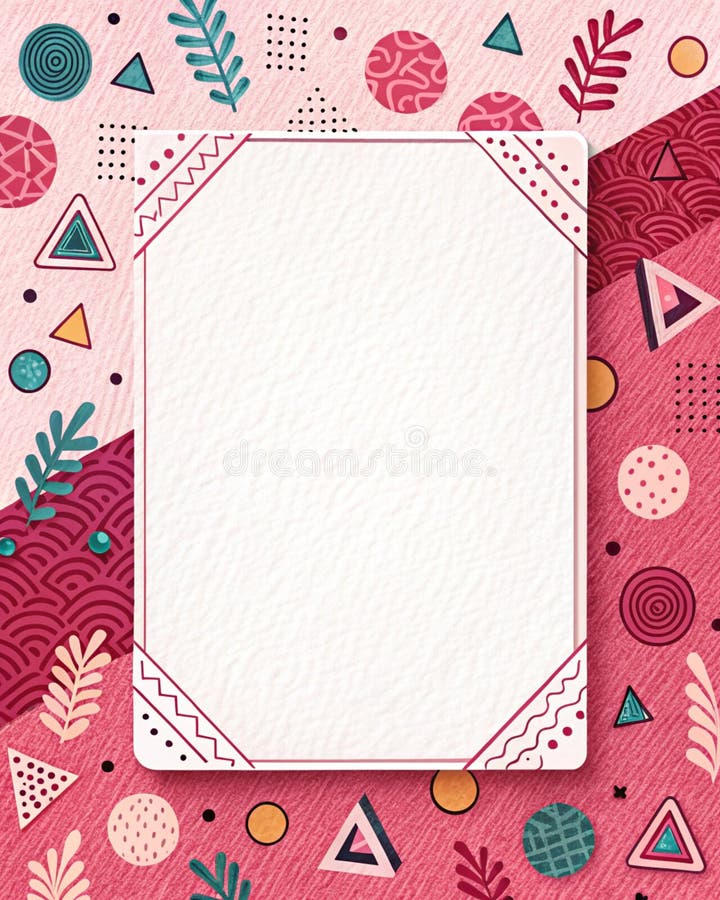 Memphis Pattern Border with Paper Texture and Rose Cascade Palette ...