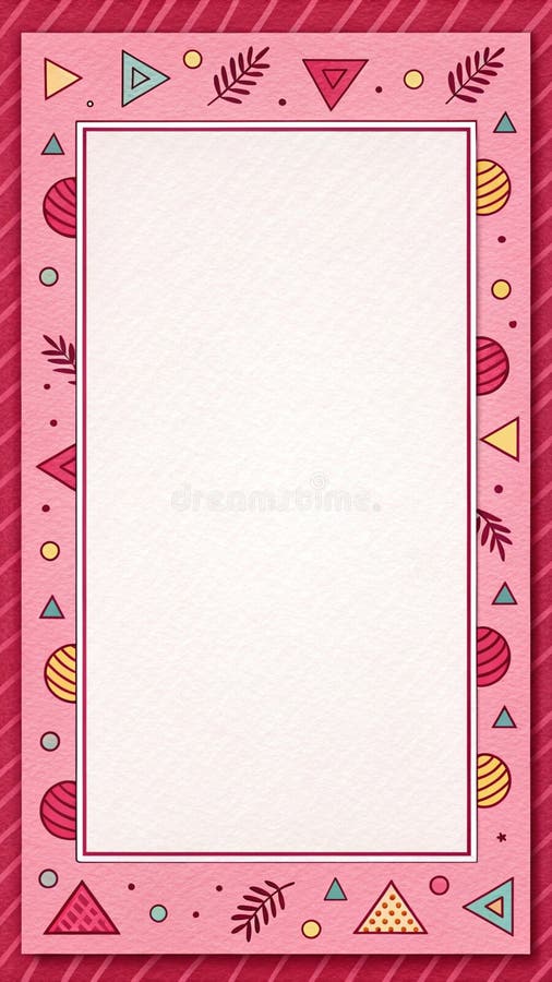 Memphis Pattern Border with Paper Texture and Rose Cascade Palette ...