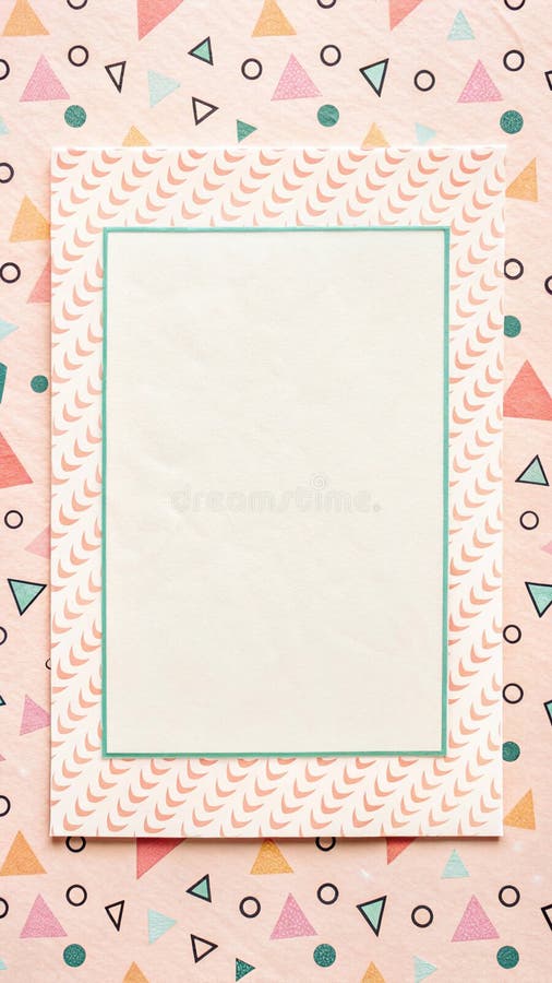 Memphis Pattern Border with Paper Texture and Soft Blush Palette Stock ...