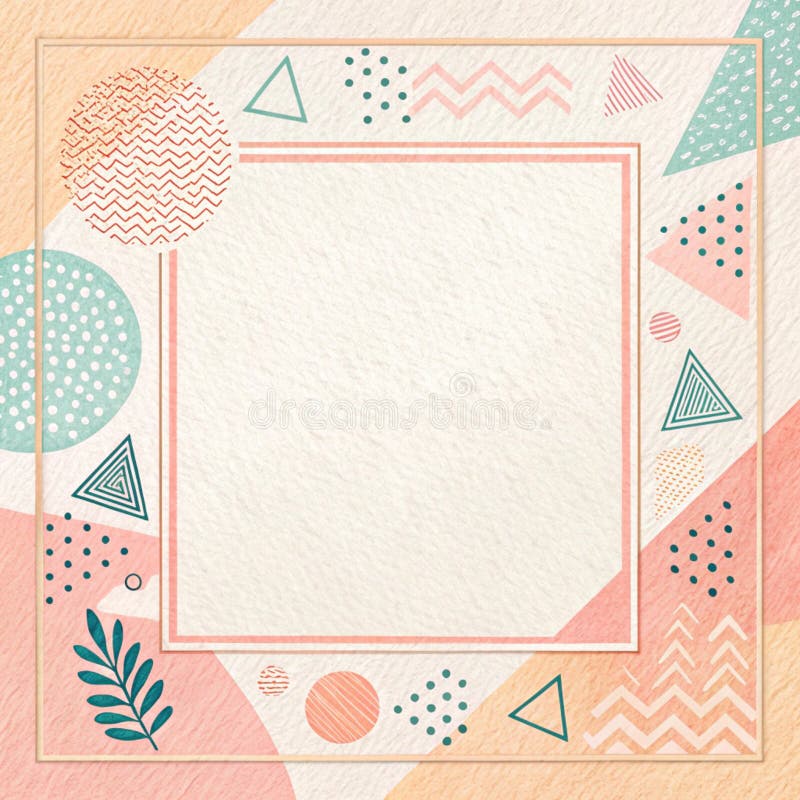 Memphis Pattern Border with Paper Texture and Soft Blush Palette Stock ...