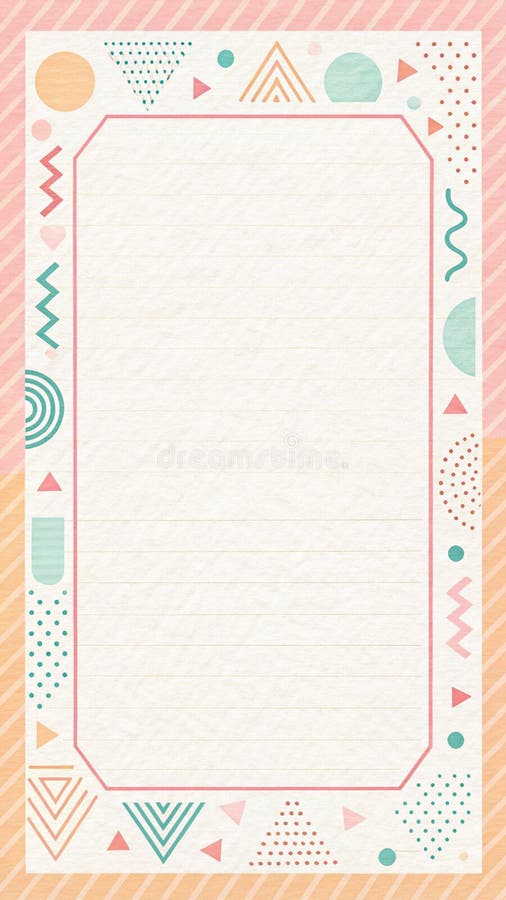 Memphis Pattern Border with Paper Texture and Soft Blush Palette Stock ...