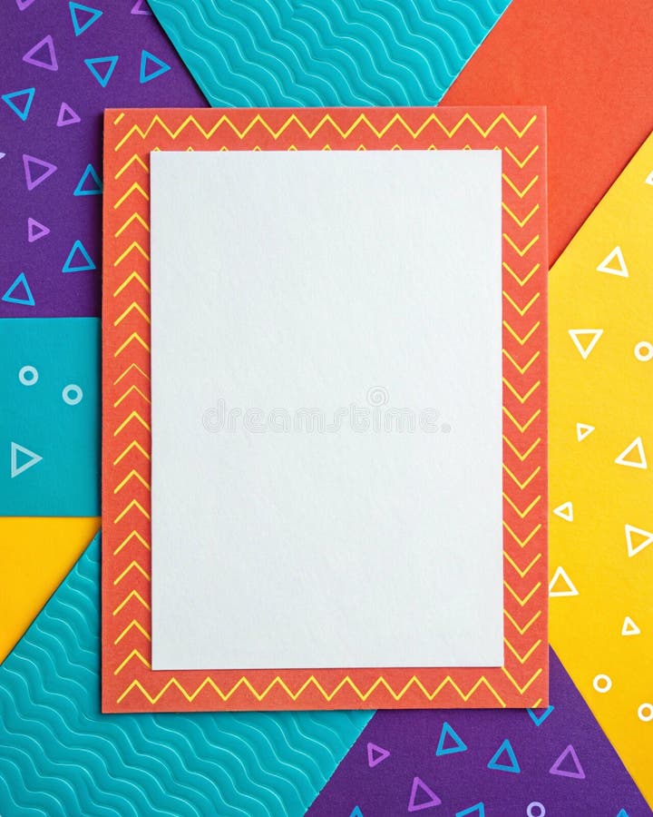 Memphis Pattern Border with Paper Texture and Soft Serenity Palette ...