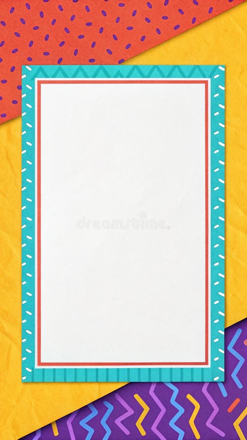 Memphis Pattern Border with Paper Texture and Soft Serenity Palette ...