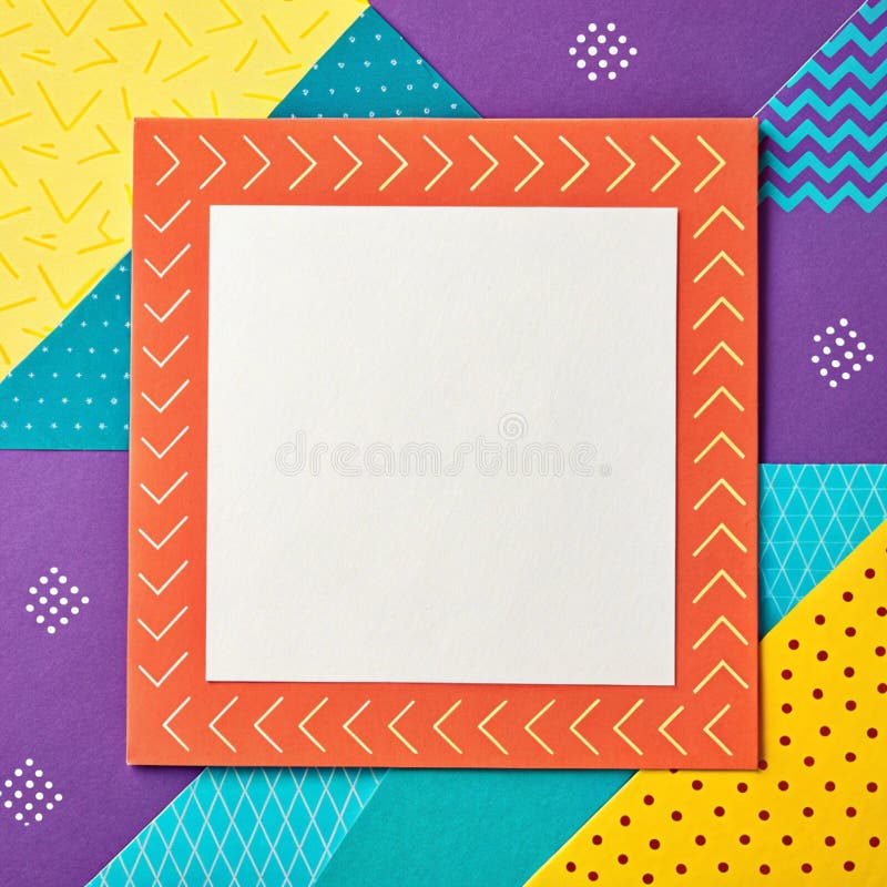 Memphis Pattern Border with Paper Texture and Soft Serenity Palette ...