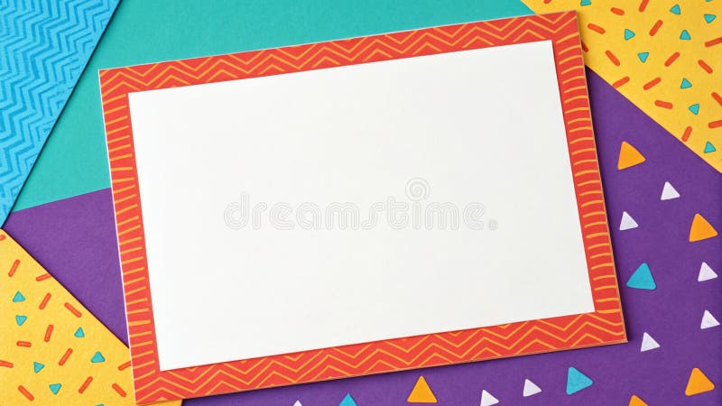 Memphis Pattern Border with Paper Texture and Soft Serenity Palette ...