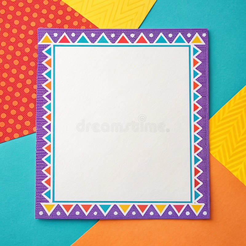 Memphis Pattern Border with Paper Texture and Soft Serenity Palette ...