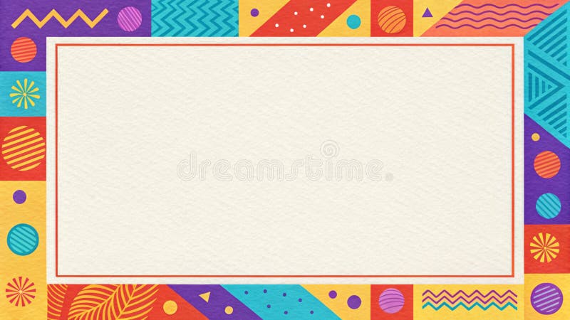 Memphis Pattern Border with Paper Texture and Soft Serenity Palette ...