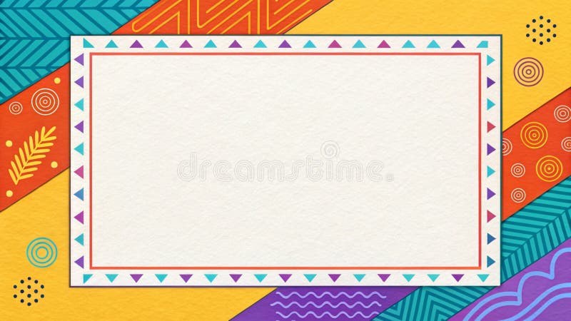 Memphis Pattern Border with Paper Texture and Soft Serenity Palette ...