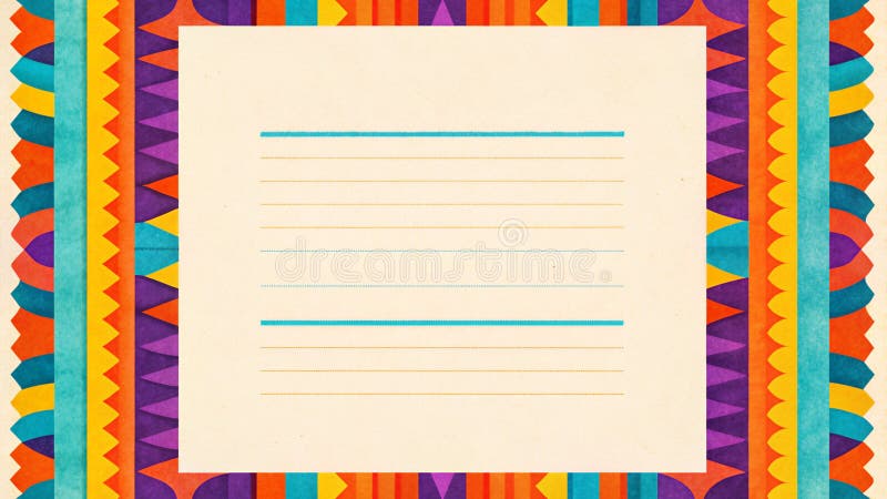 Memphis Pattern Border with Paper Texture and Soft Serenity Palette ...