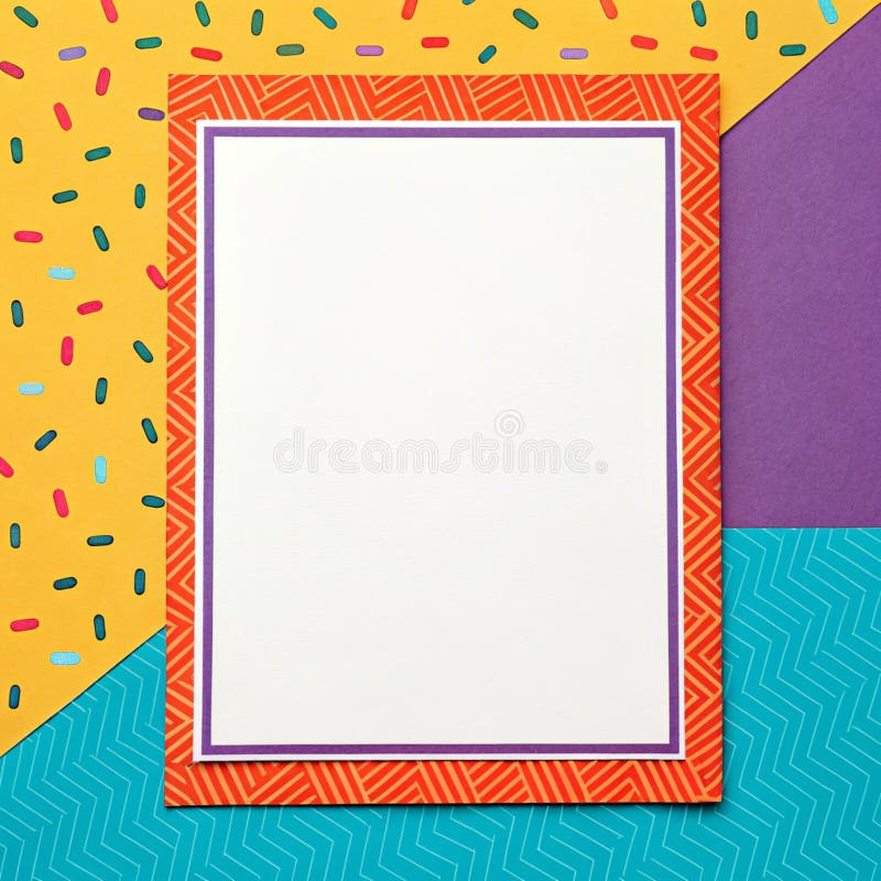 Memphis Pattern Border with Paper Texture and Soft Serenity Palette ...