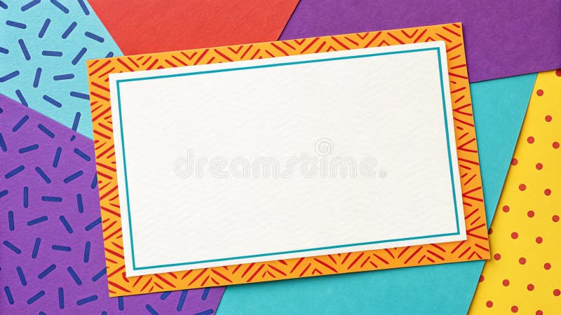 Memphis Pattern Border with Paper Texture and Soft Serenity Palette ...