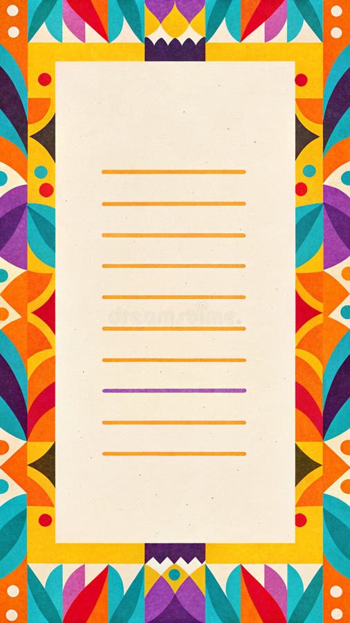 Memphis Pattern Border with Paper Texture and Soft Serenity Palette ...