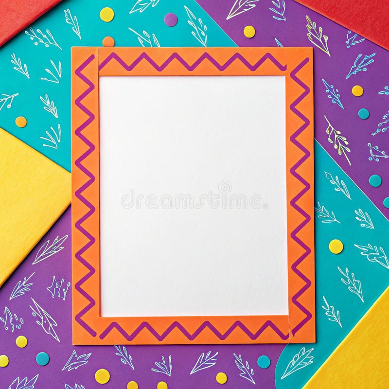 Memphis Pattern Border with Paper Texture and Soft Serenity Palette ...